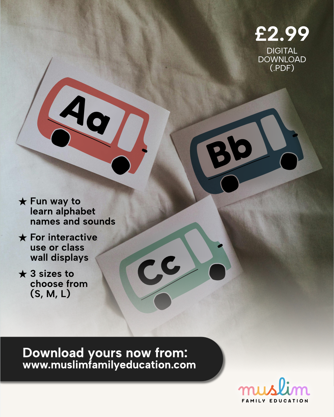 Alphabet on Buses Flashcards (PDF) - Muslim Family Education